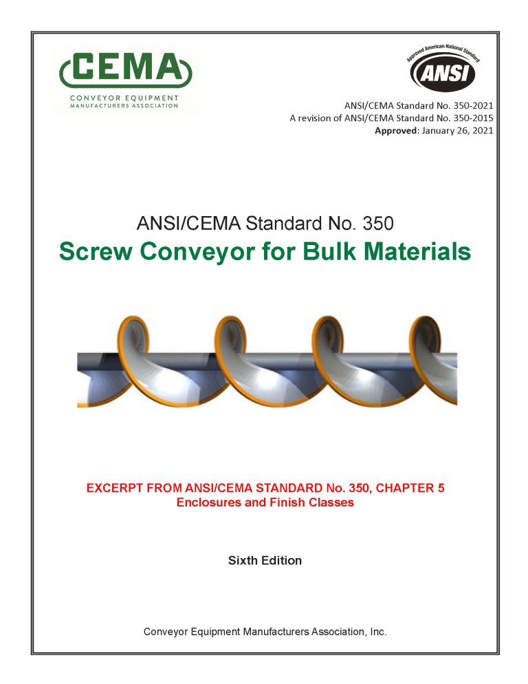 CEMA #353-2018, PDF, Shaftless Screw Conveyor O&M Manual – CEMASTORE