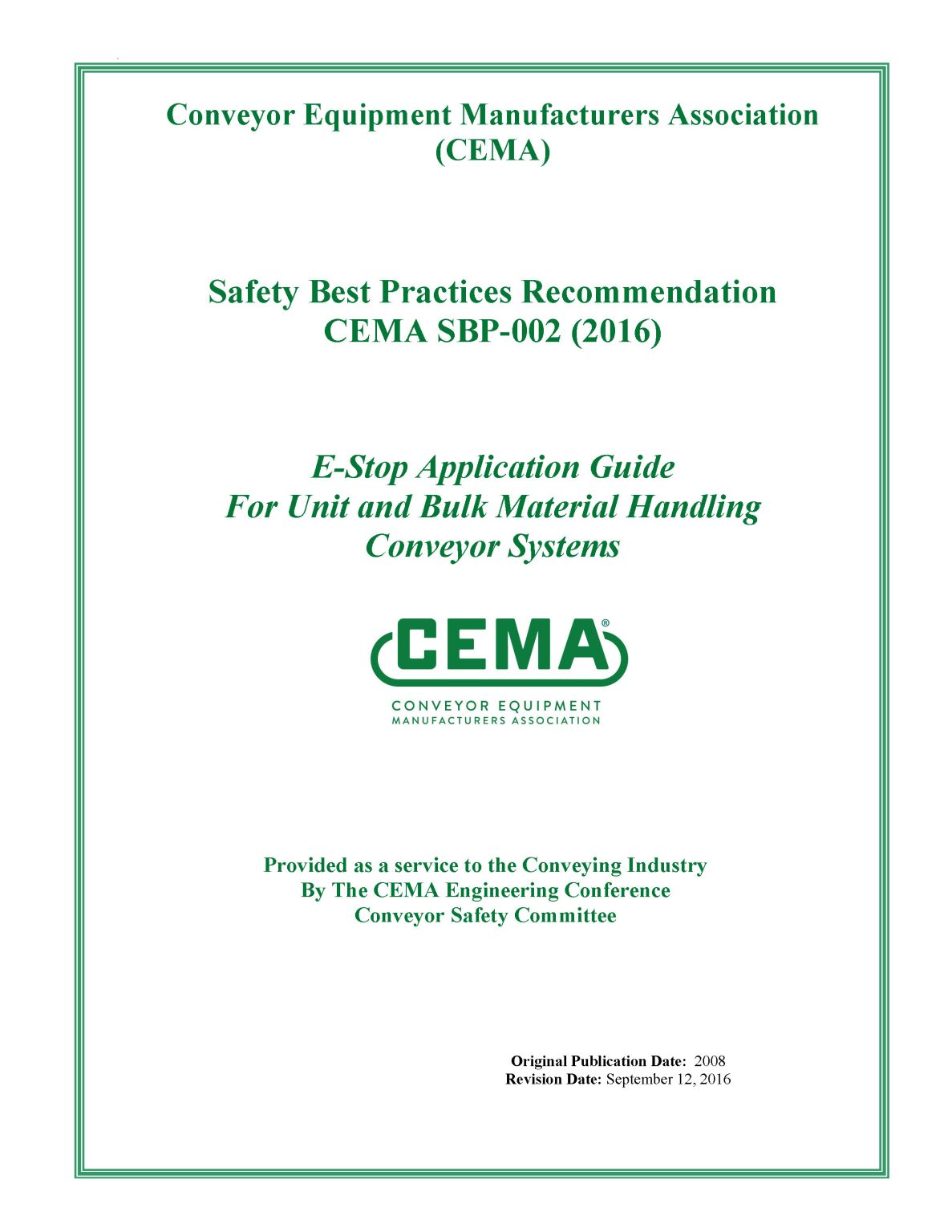 CEMA Safety Committee, PDF, SBP 002 E-Stop Application Guide – CEMASTORE